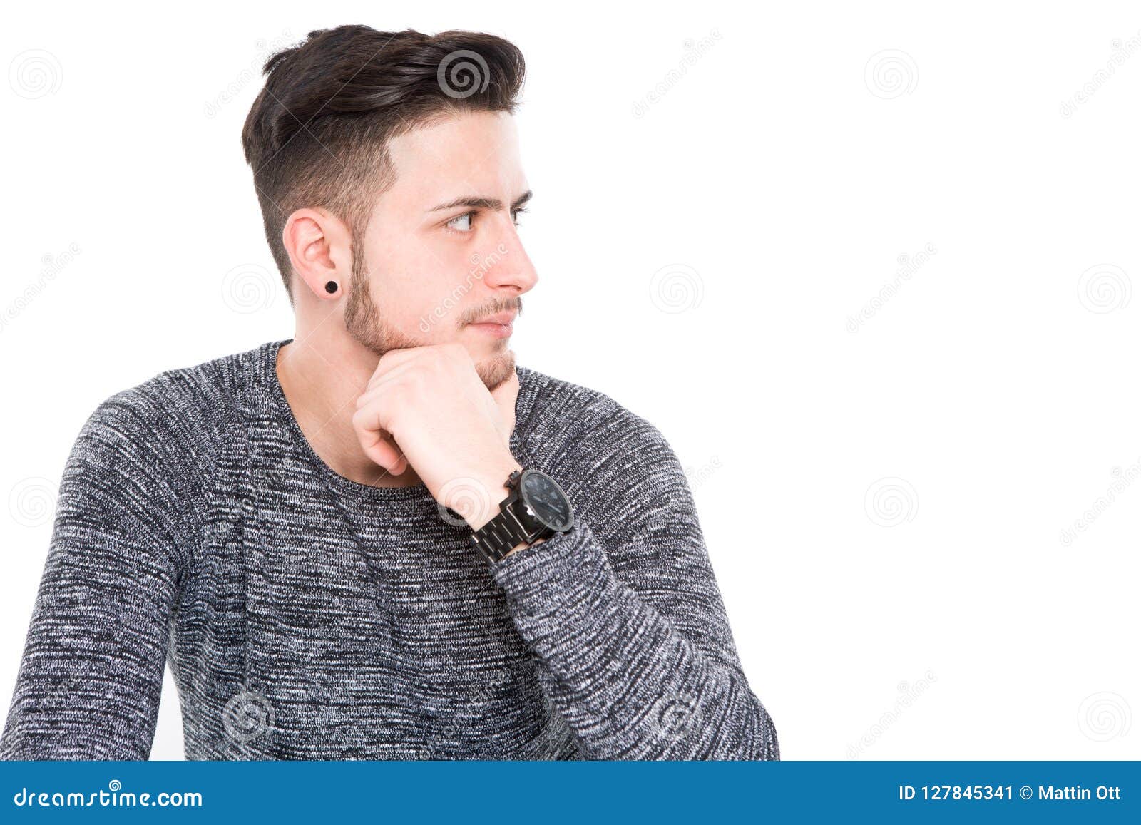 Mirada Del Hombre Joven a La Derecha Imagen de archivo - Imagen de ...