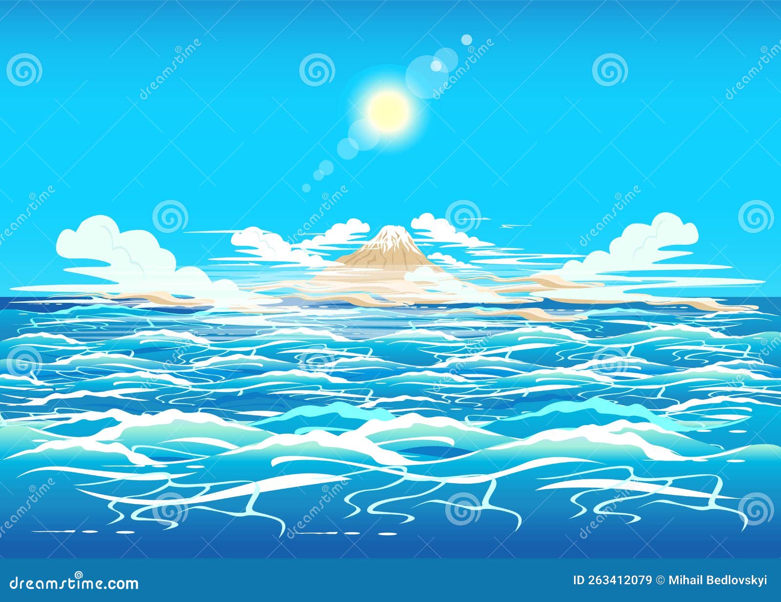 Mirage in the Ocean with Waves and a Non-existent Island on the Horizon ...