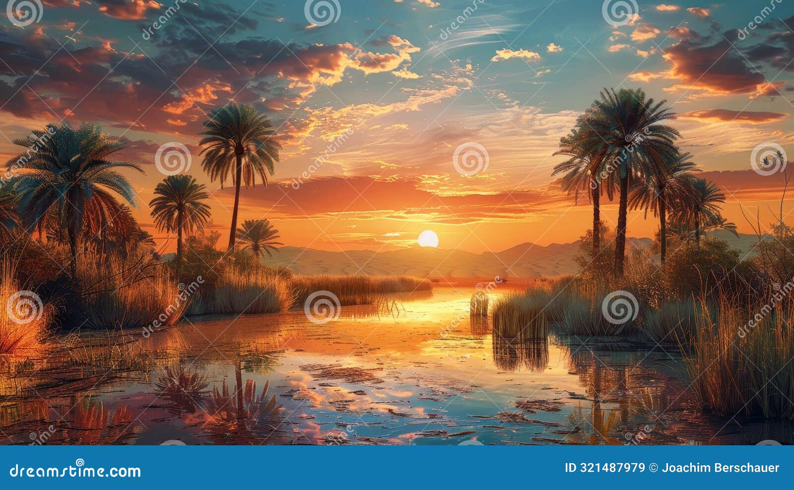 The Mirage of an Oasis in the Scorching Desert Heat Creating Illusion ...