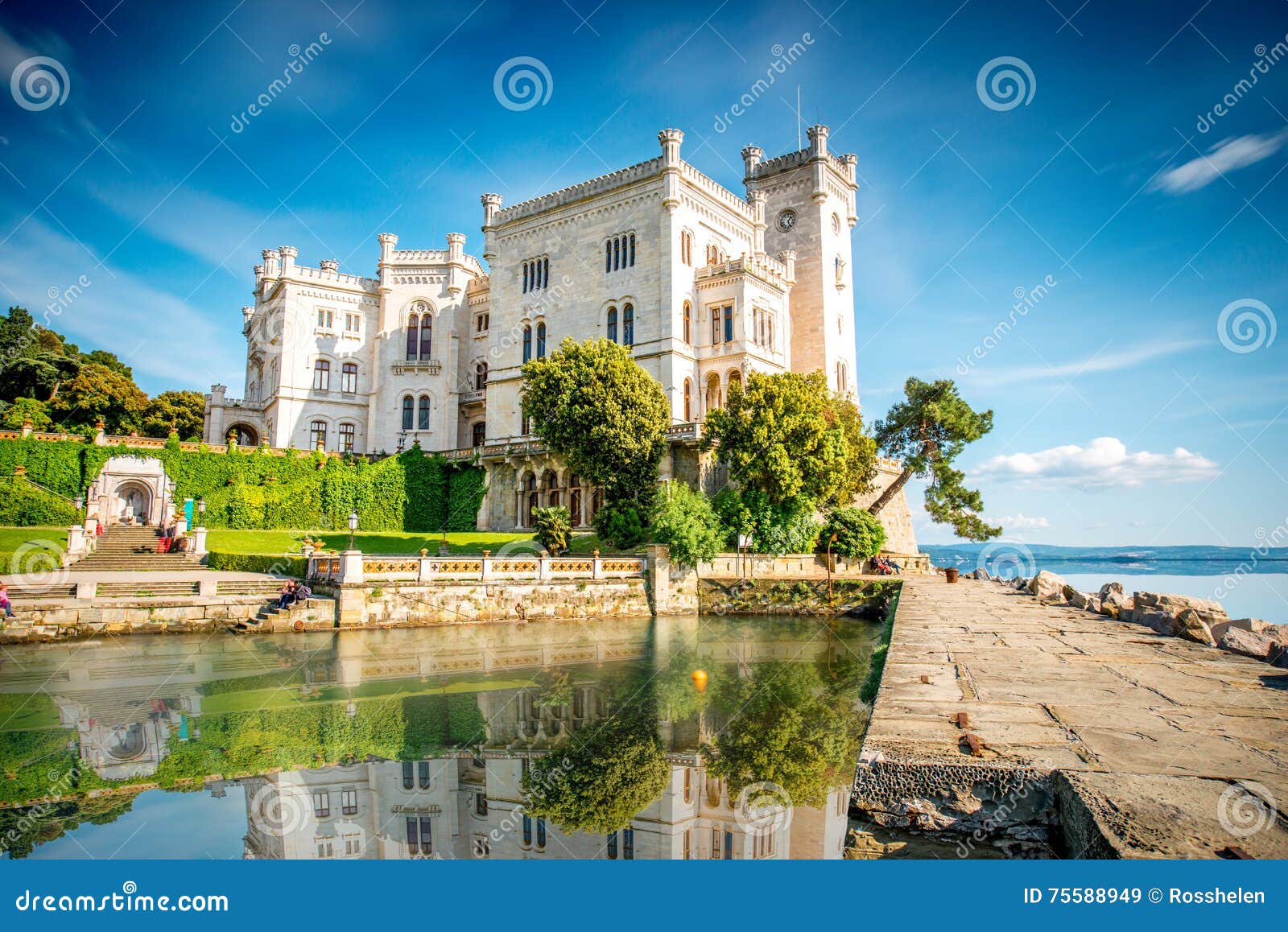Miramare castle in Italy stock image. Image of antique - 75588949