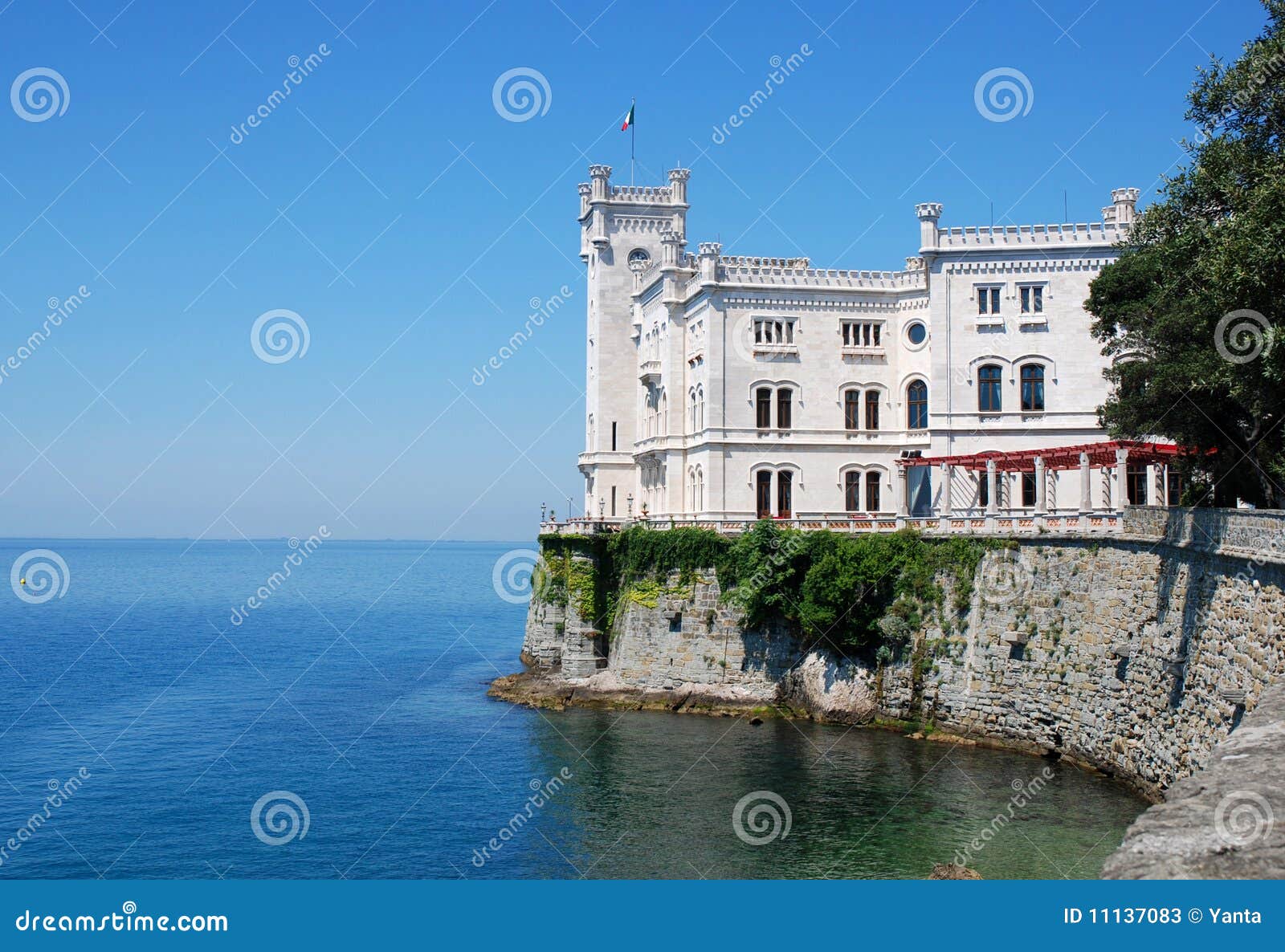 Miramare Castle, Trieste, Italy Stock Image - Image of famous, trees ...