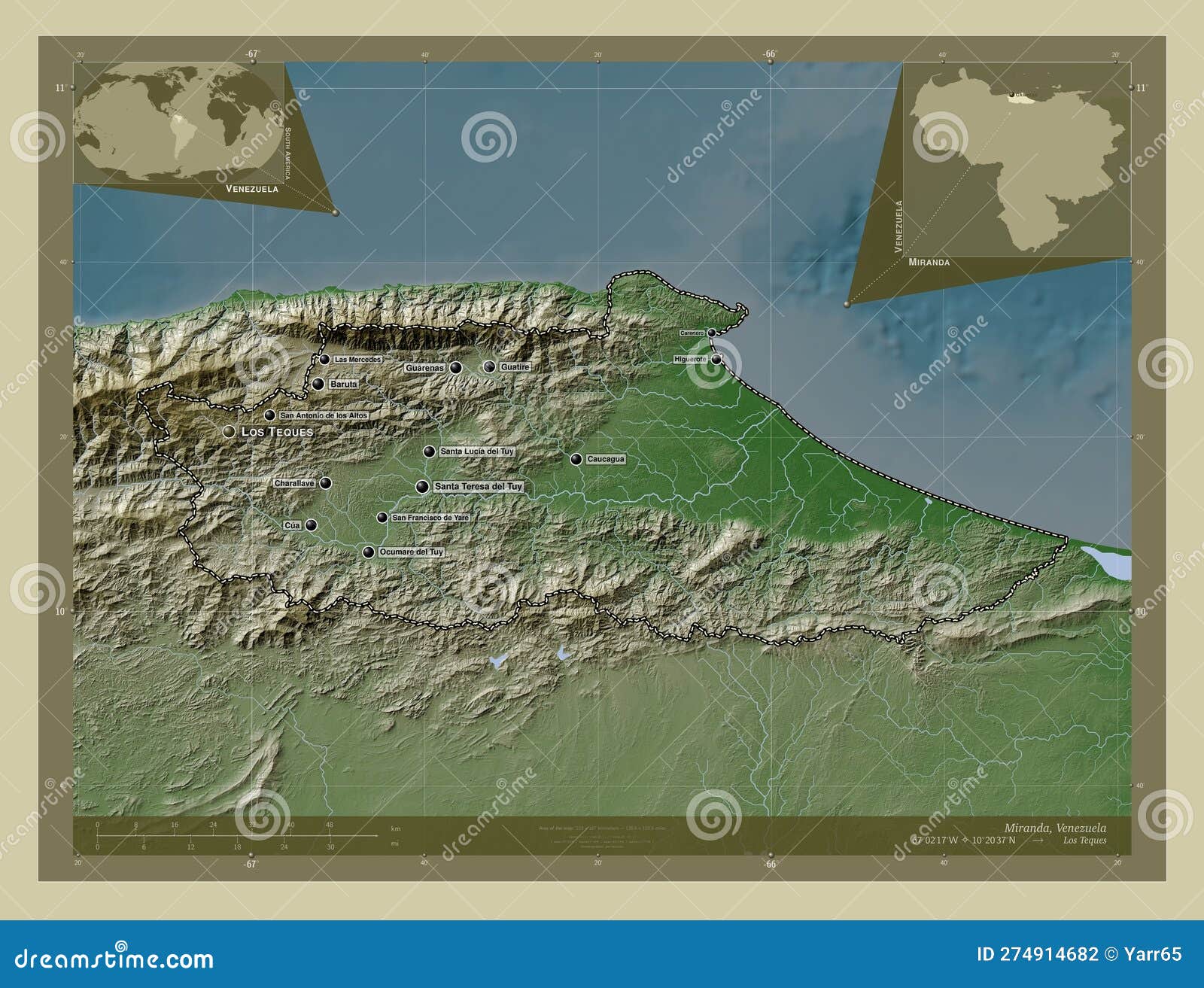 Miranda, Venezuela. Wiki. Labelled Points of Cities Stock Illustration ...