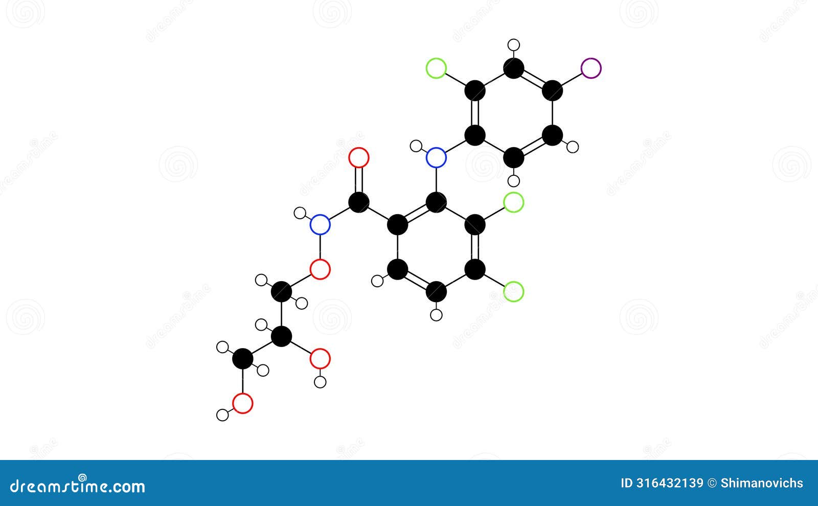 Mirdametinib Molecule, Structural Chemical Formula, Ball-and-stick ...