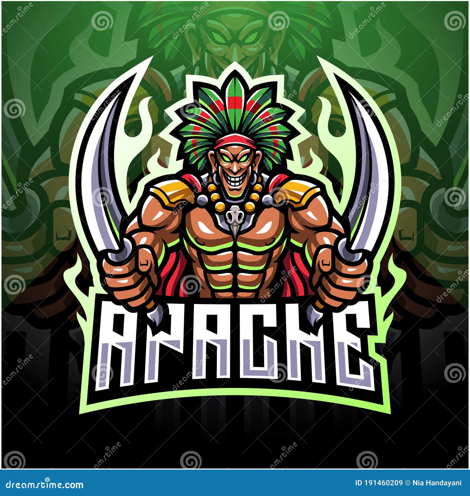 Tribal Chief Esport Mascot Logo Stock Vector - Illustration of esport ...