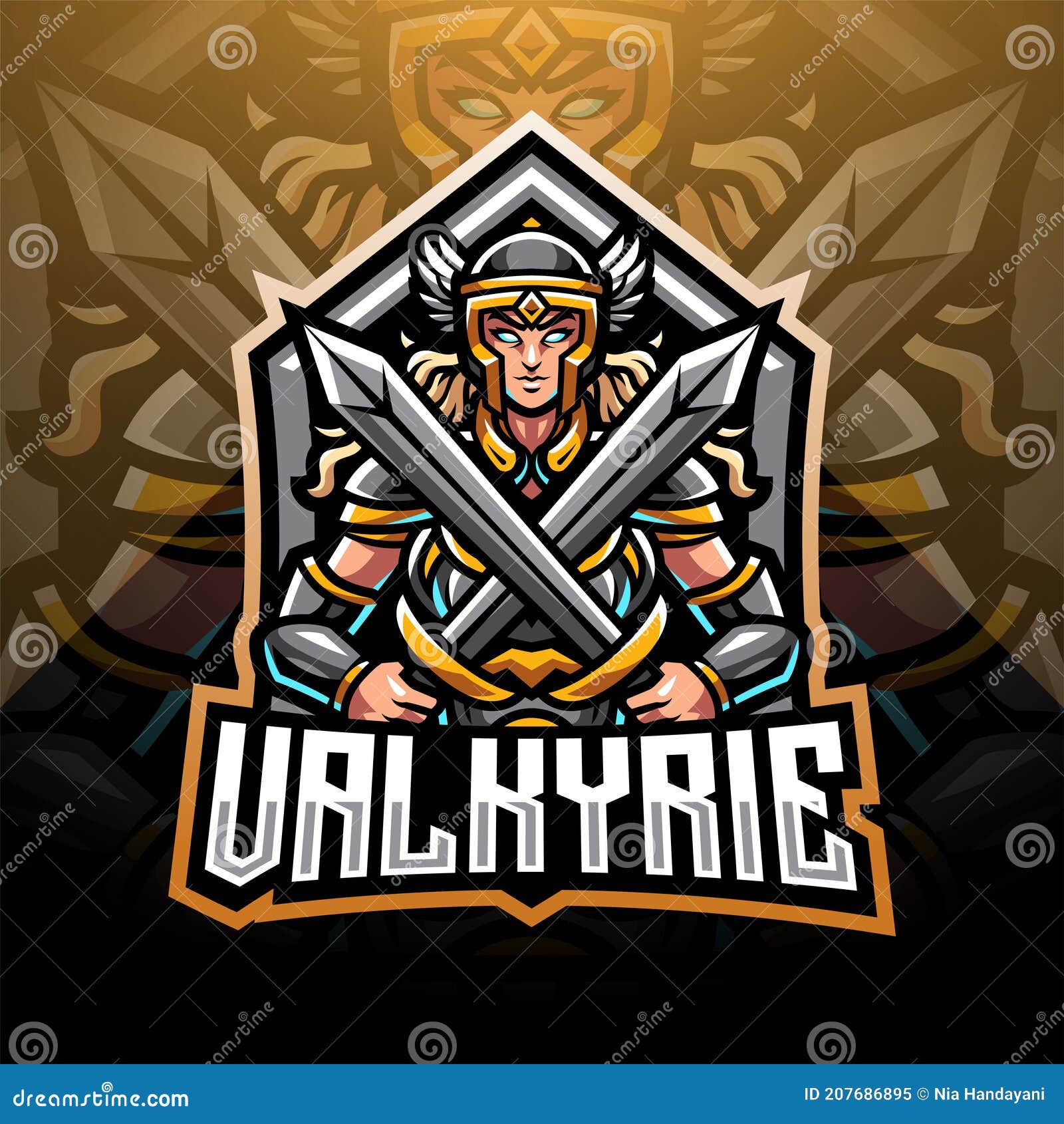 Valkyrie Esport Mascot Logo Design Vector Illustration | CartoonDealer ...