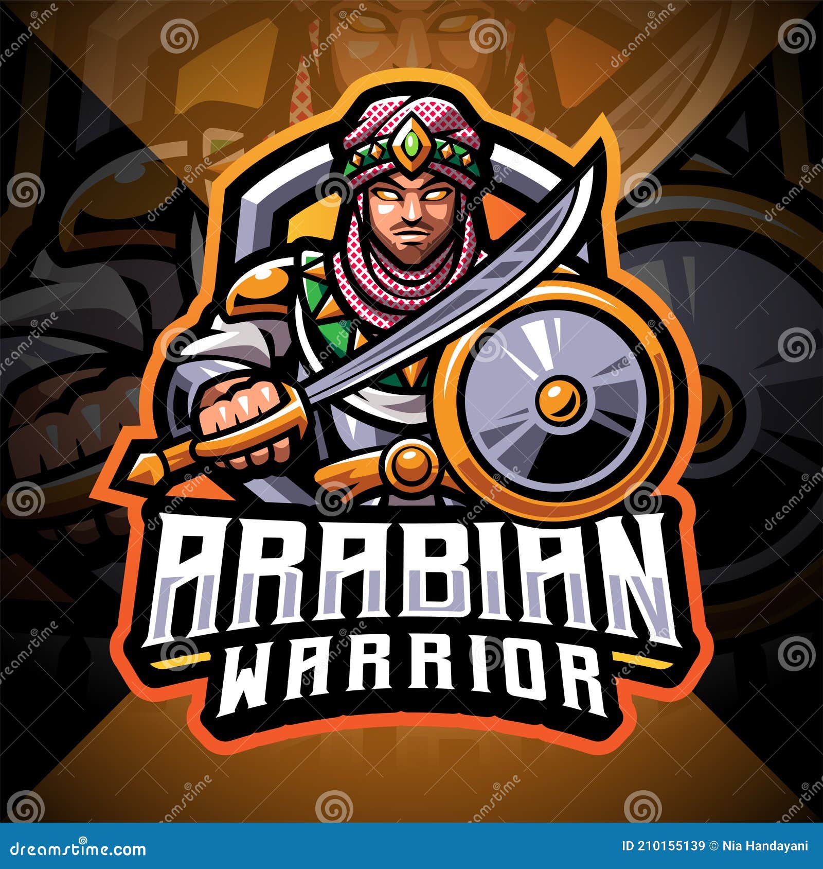 Arabian Gaming Esport Mascot Logo Design Cartoon Vector | CartoonDealer ...