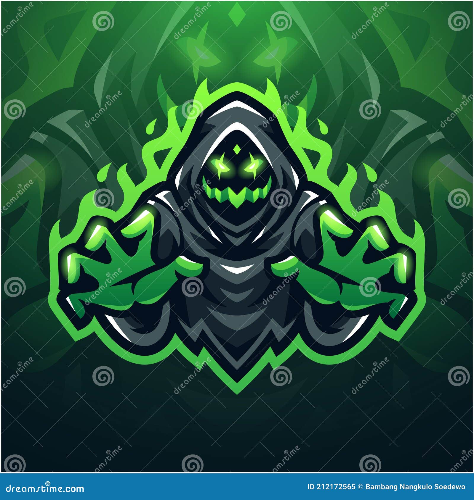 Ghost esport logo design stock vector. Illustration of horror - 212172565