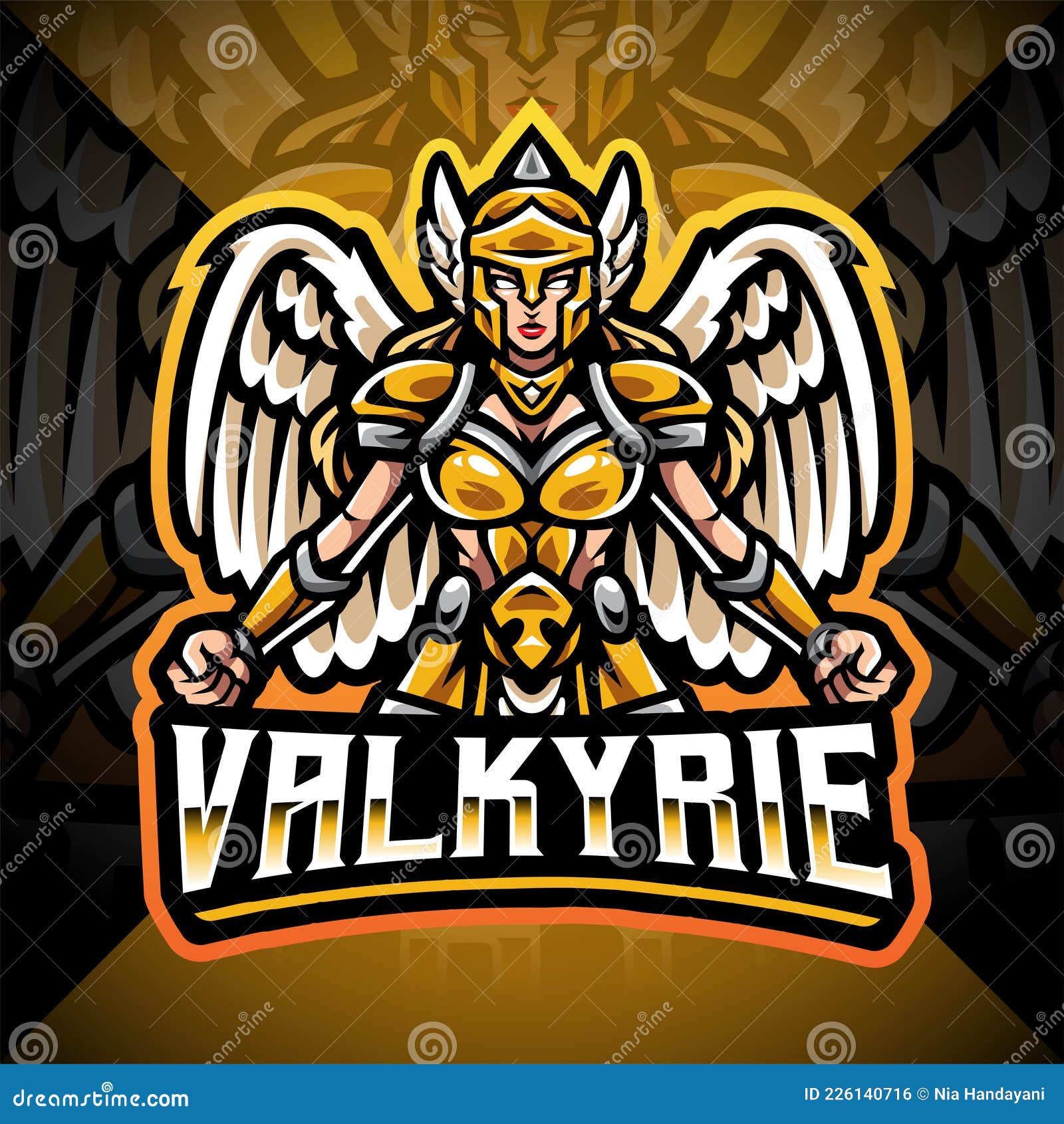 Valkyrie Esport Mascot Logo Design Vector Illustration | CartoonDealer ...