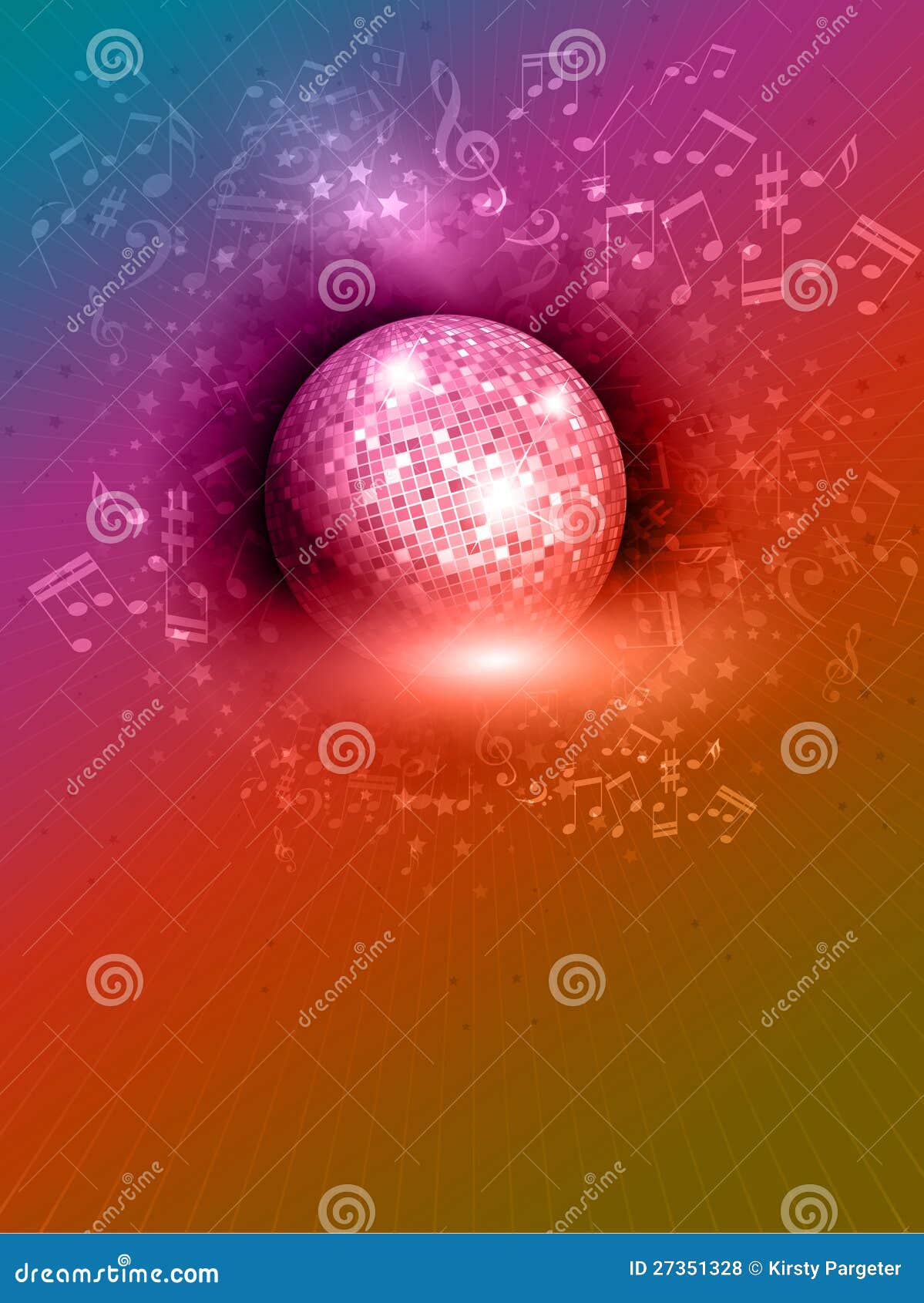 Mirror Ball Background with Music Notes Stock Vector - Illustration of ...