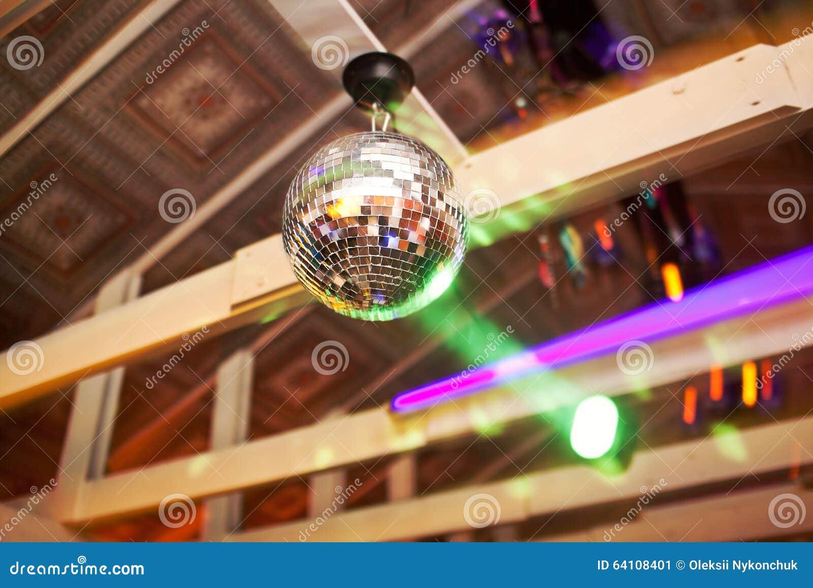 Mirror Ball Rolling in the Night Club Stock Image - Image of ball ...