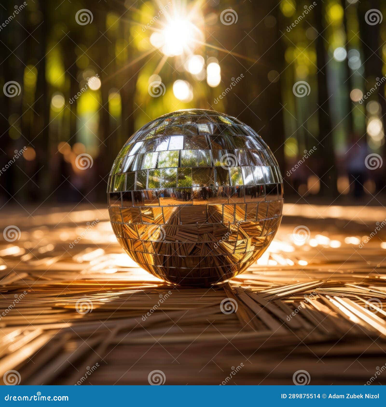 A Mirror Ball on a Wood Surface Stock Illustration - Illustration of ...