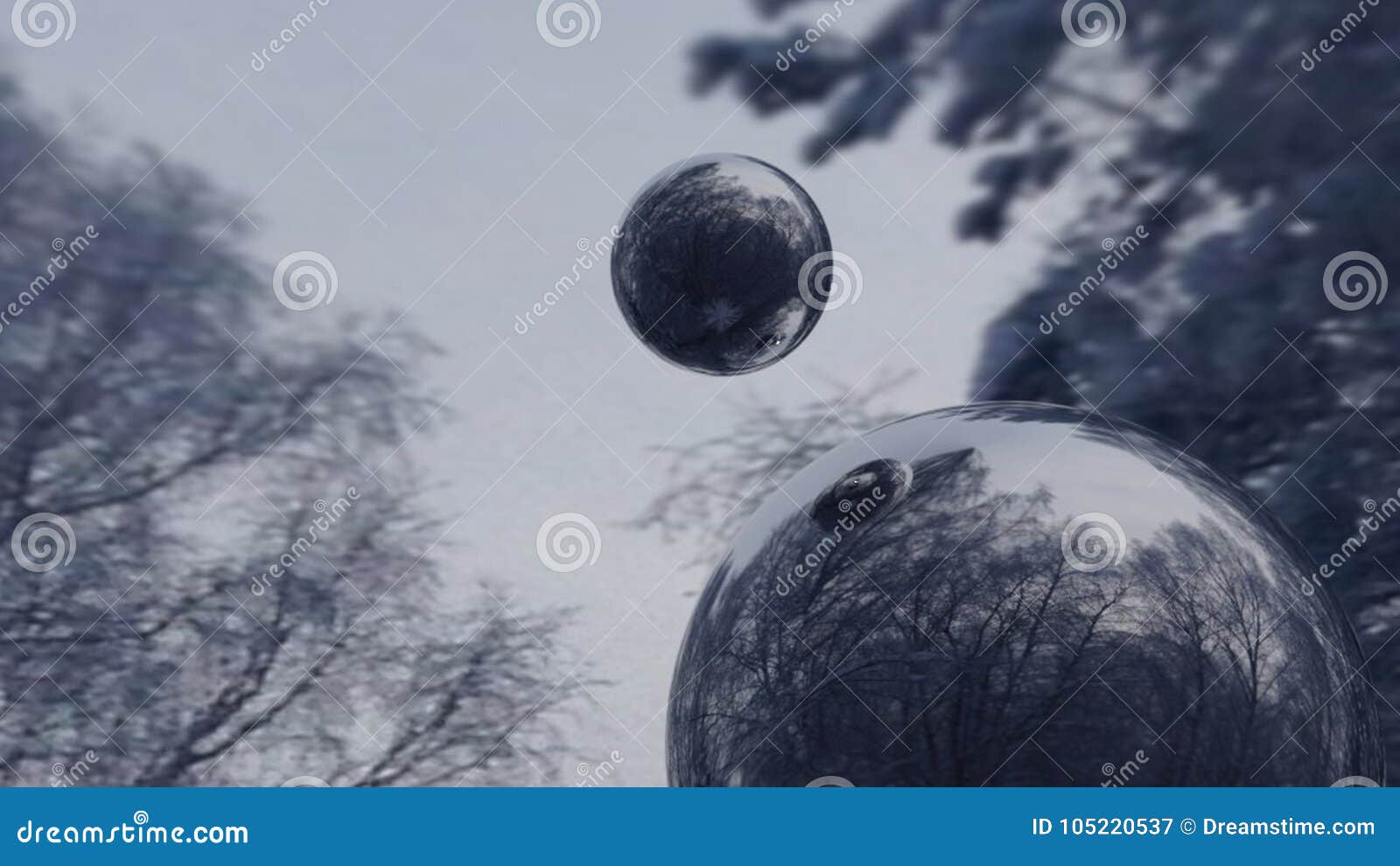 Mirror balls stock image. Image of macro, winter, reflection - 105220537