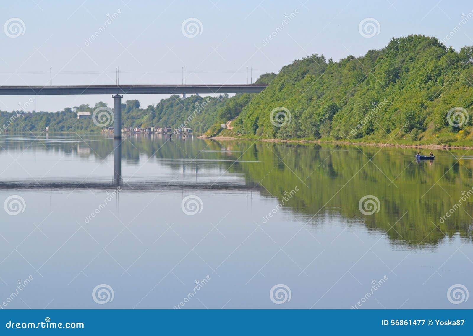 Mirror Bridge, Volkhov River Stock Image - Image of color, green: 56861477