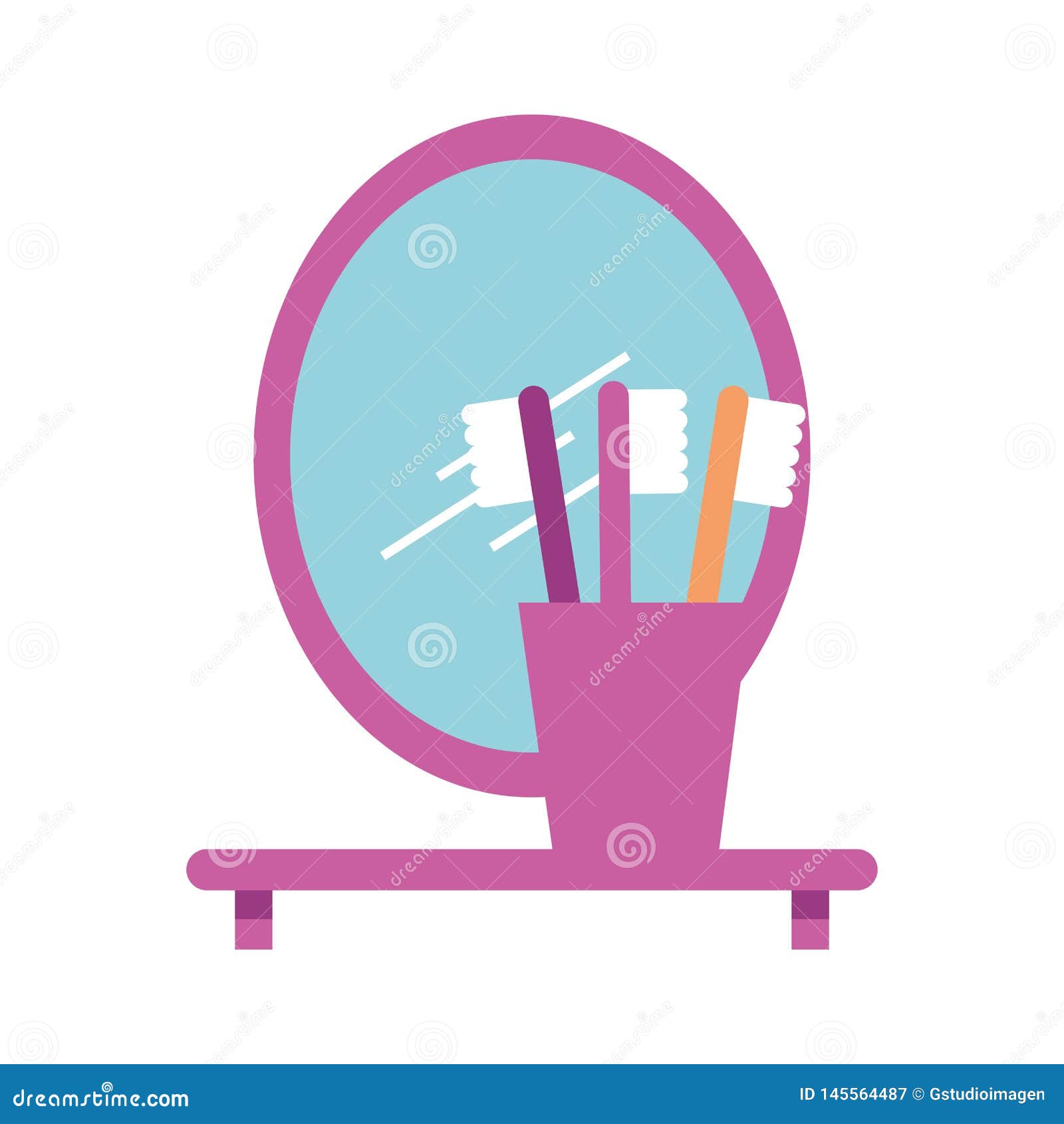 Mirror and Brushes Hygiene Clean Bathroom Stock Vector - Illustration ...