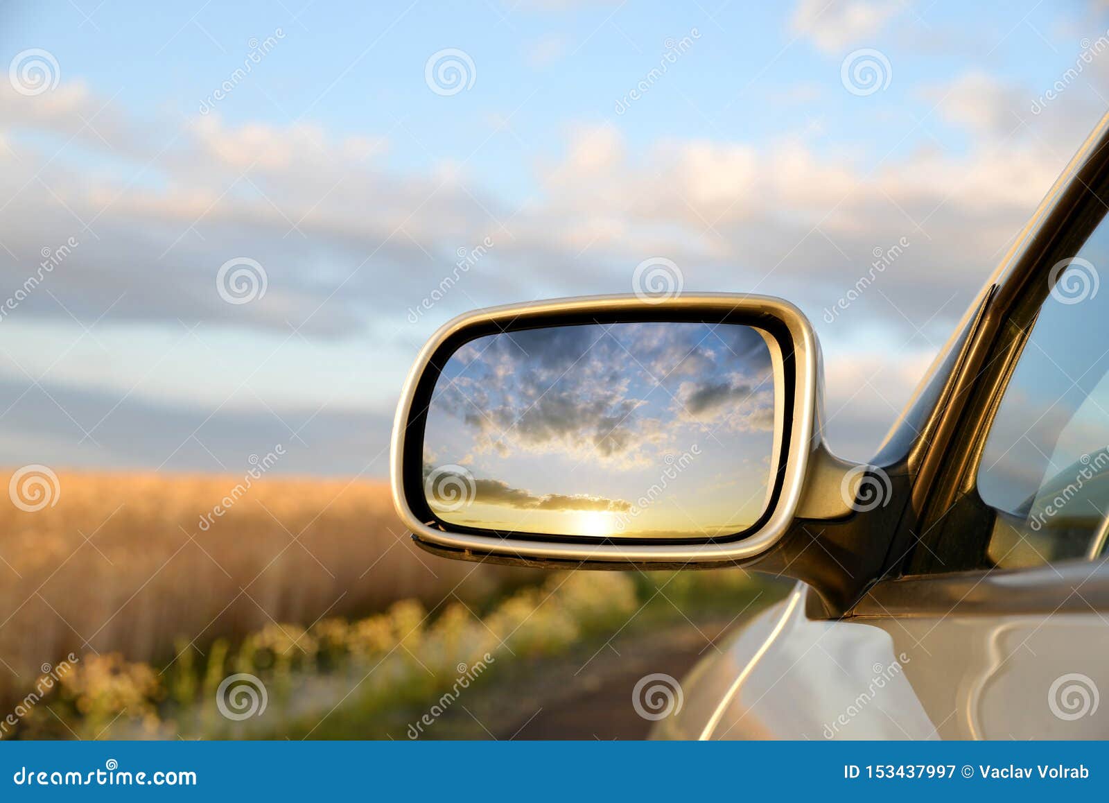 Mirror of car. stock image. Image of back, summer, auto - 153437997