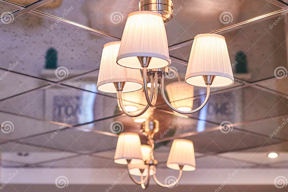 Mirror Ceiling in the Apartment. Reflection of the Room in the Mirrored ...