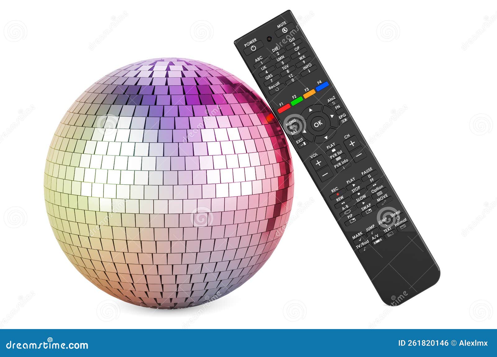 Mirror Disco Ball with TV Remote Control, 3D Rendering Stock ...