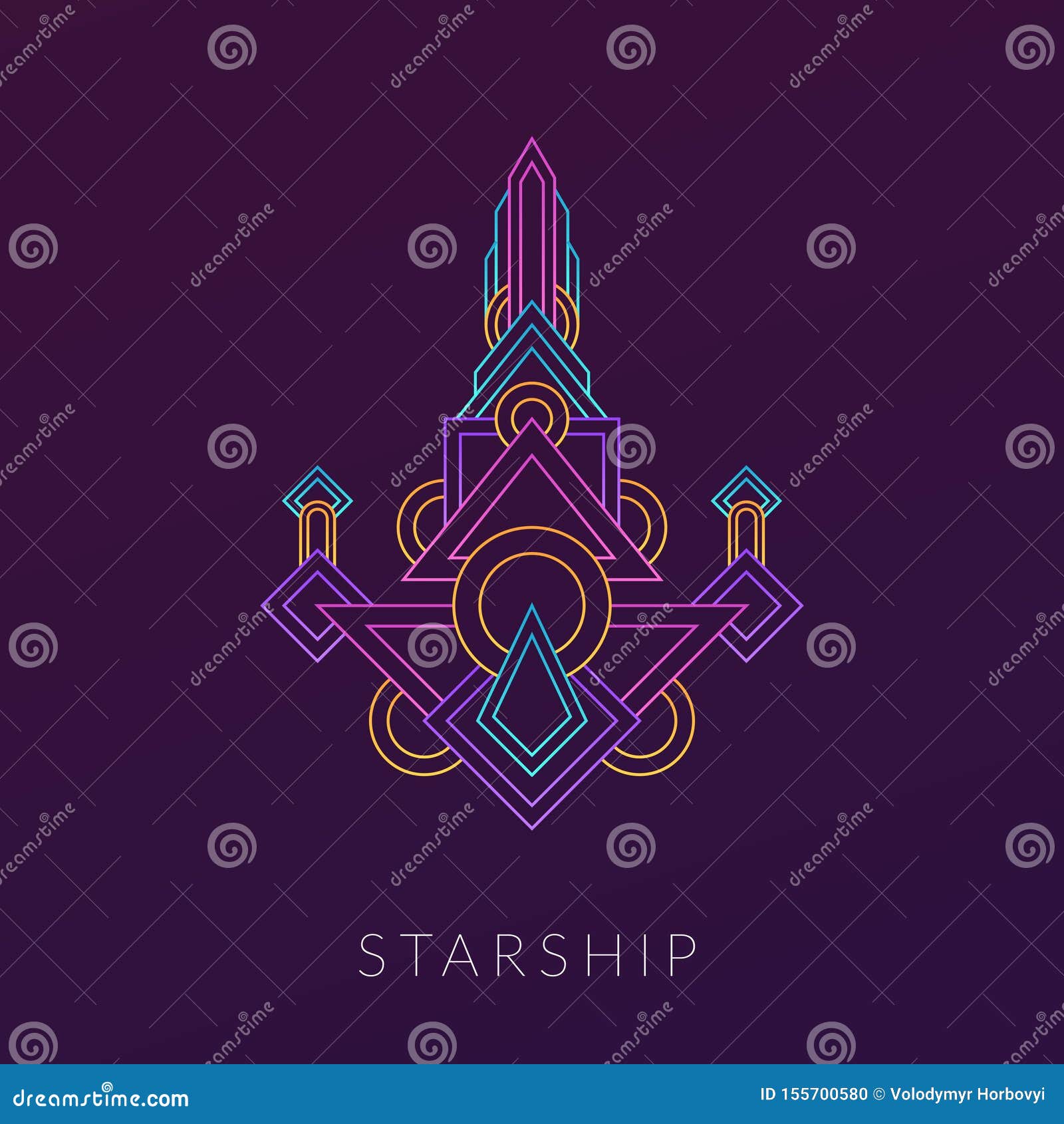 Neon Starship Symbol Vector Illustration | CartoonDealer.com #155700580