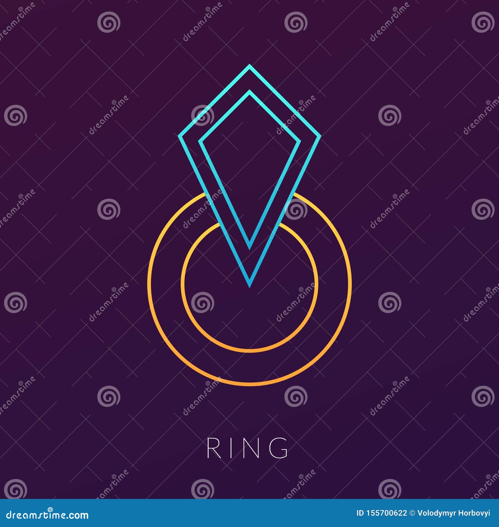 Outline Abstract Ring Symbol Made Out of Geometric Shapes with Neon ...