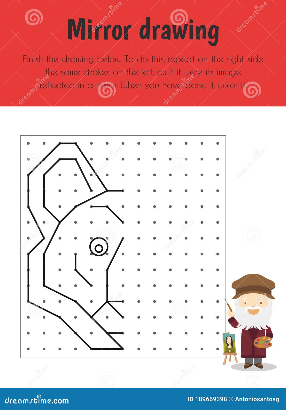 Mirror Drawing Educational Sheet. Primary Module For Spacial ...