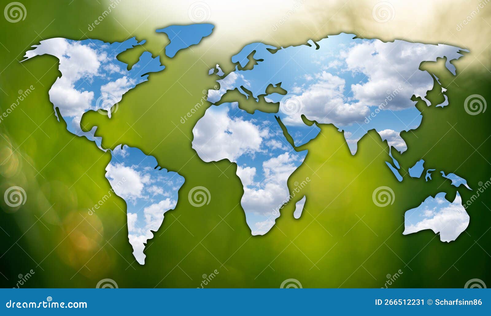 Mirror in the Form of World Map on Green Background. Stock Illustration ...