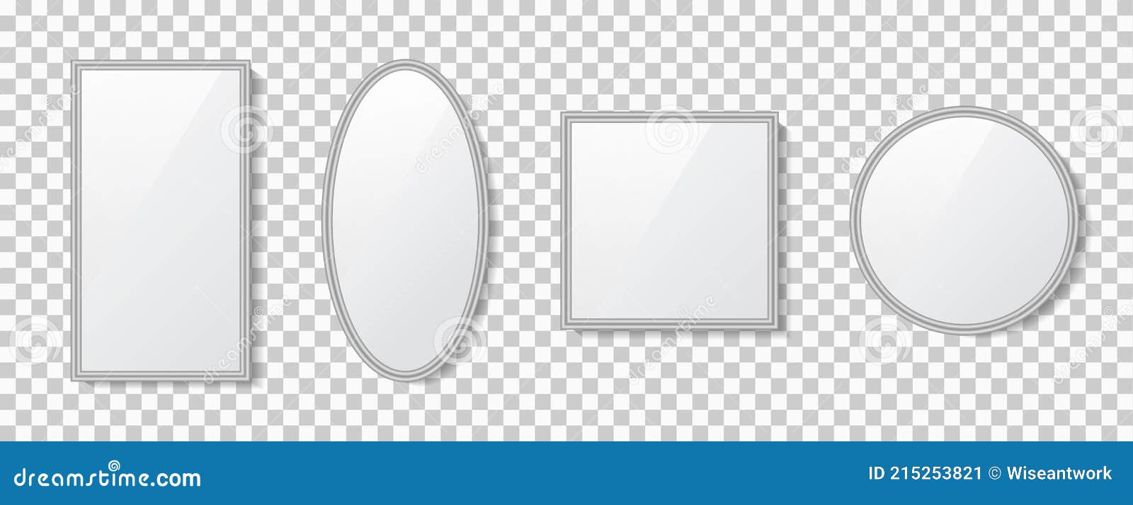 Mirror with Frame. Surface of Glass with Reflection. Mockup of Round ...