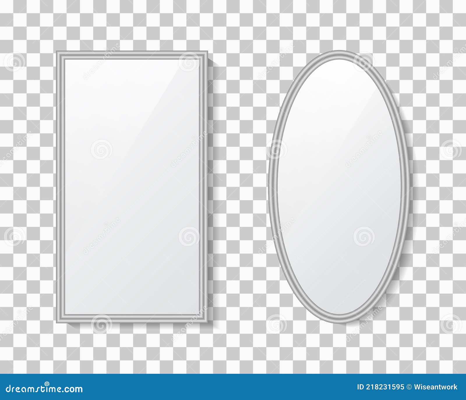 Mirror with Frame. Surface of Glass with Reflection. Mockup of Round ...