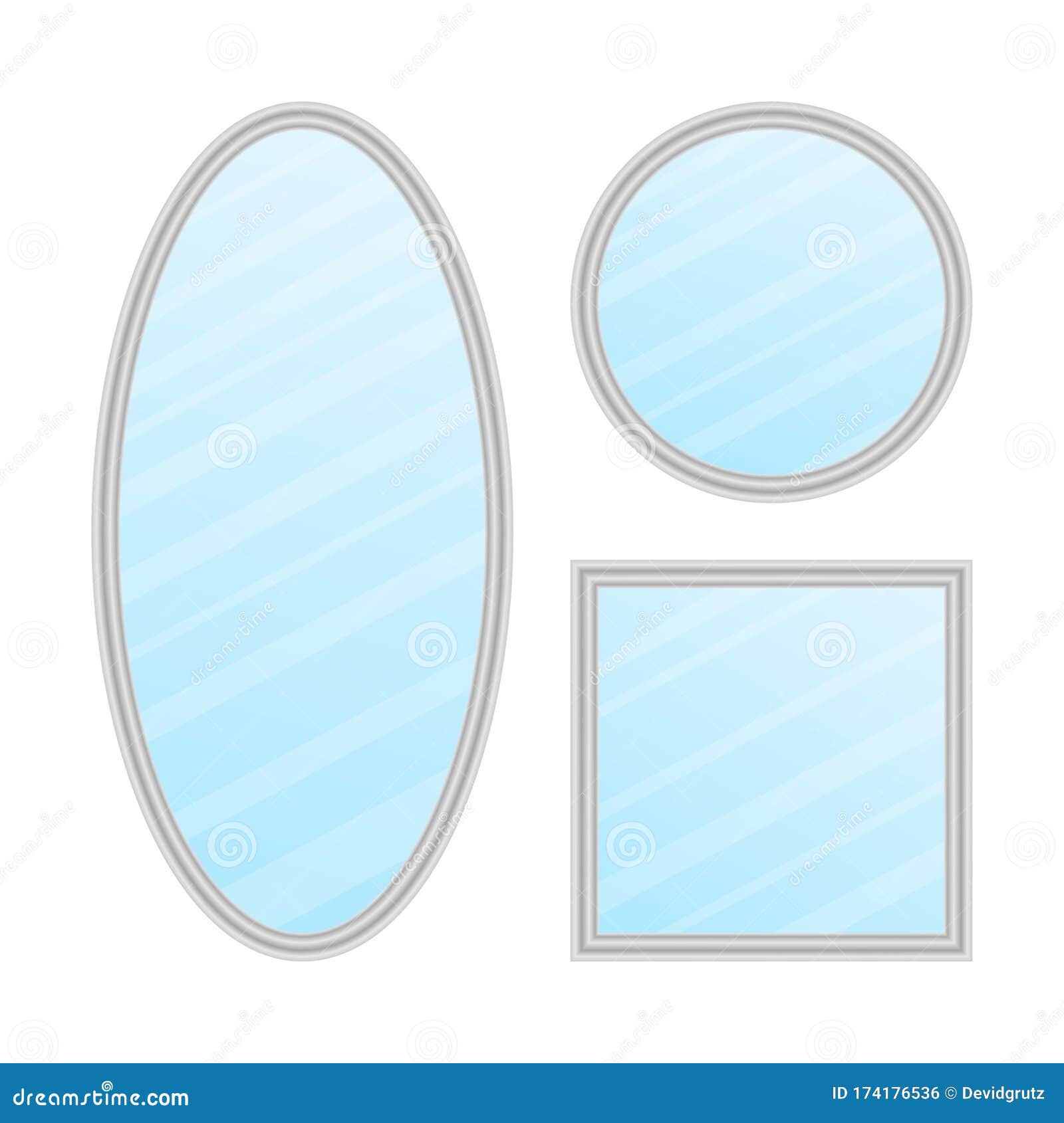 Mirror Frames or Mirror Decor Interior. Realistic Mirrors Set Stock ...
