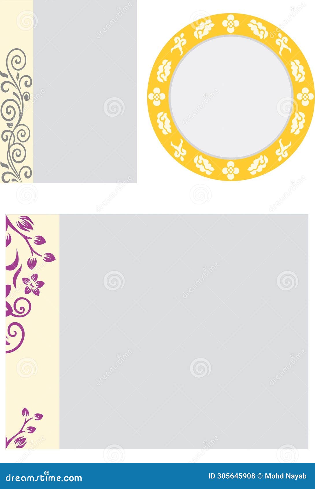 Mirror Glass Floral Border Pattern Frame, Design Vector Illustration ...