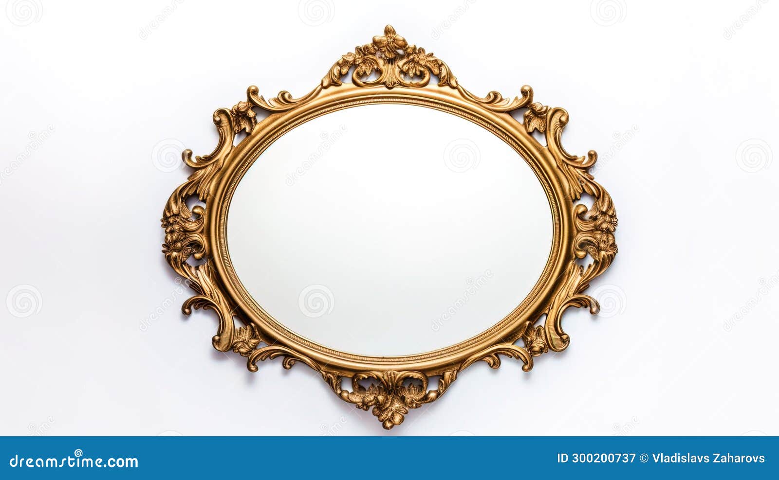 Mirror in the Golden Frame in Isolation on a White Background Stock ...