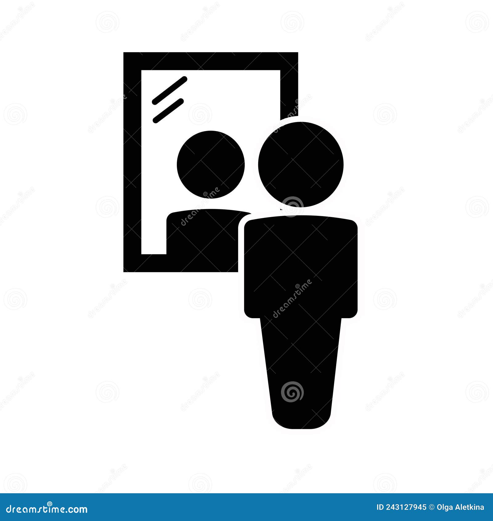 Mirror Icon. Man Standing in Front of a Mirror. Vector Icon Isolated on ...