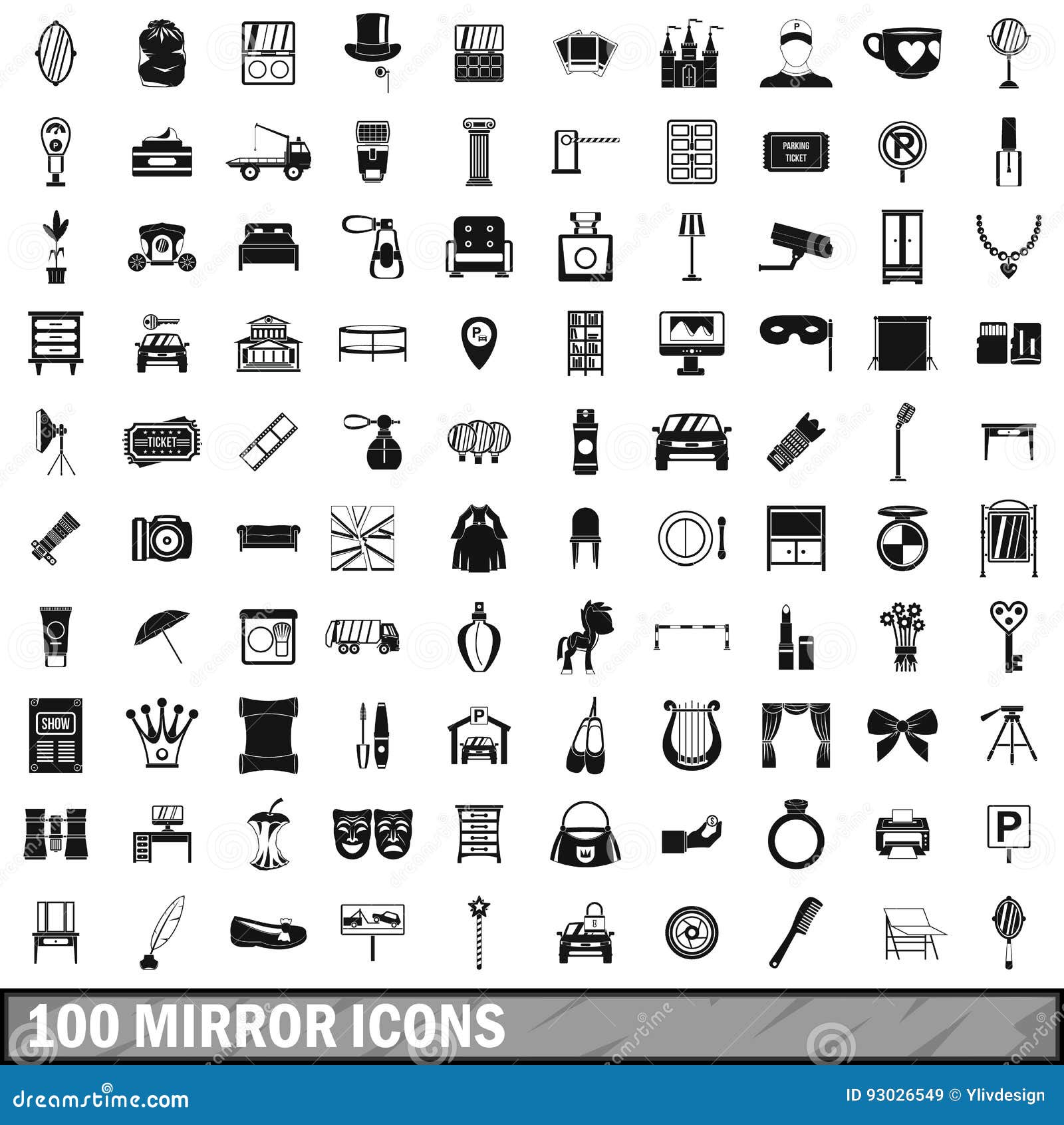 100 Mirror Icons Set, Simple Style Stock Vector - Illustration of ...