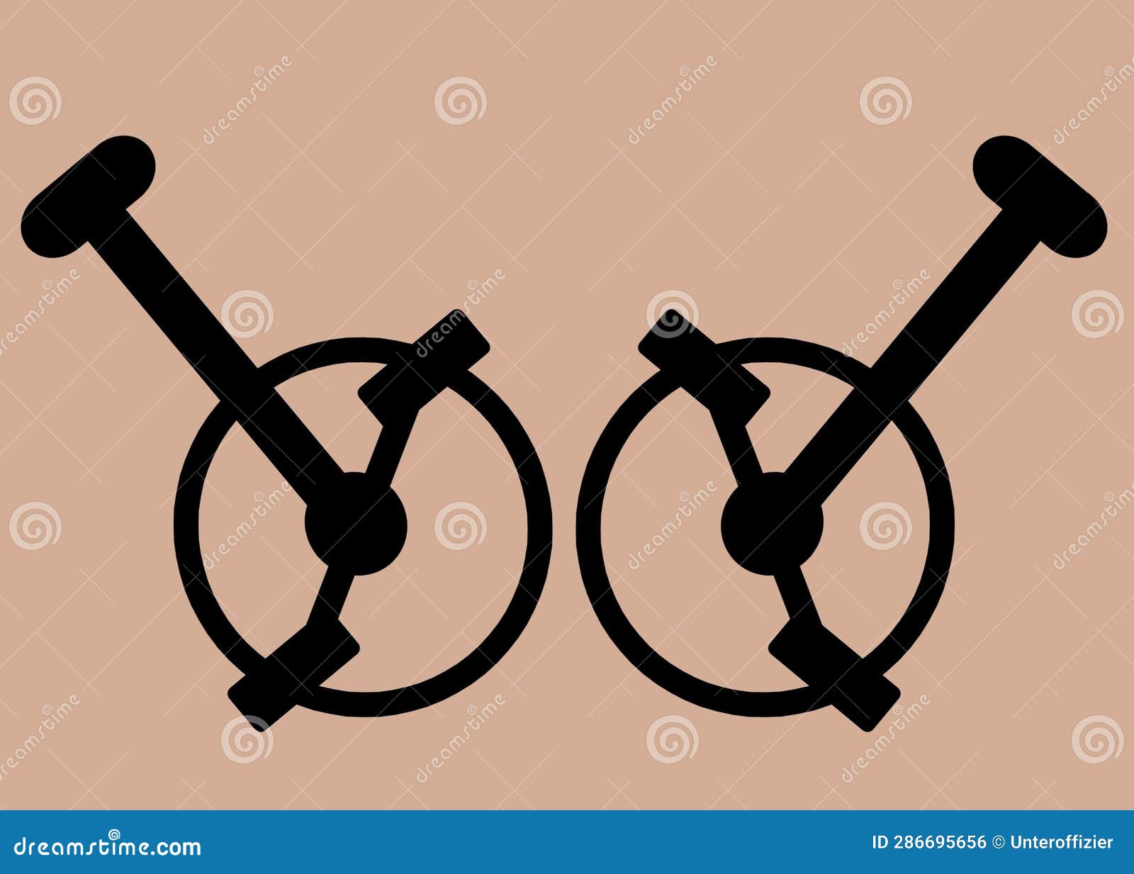 Mirror Image of a Pair of Tilted Simple Simplified Bold Black Outline ...