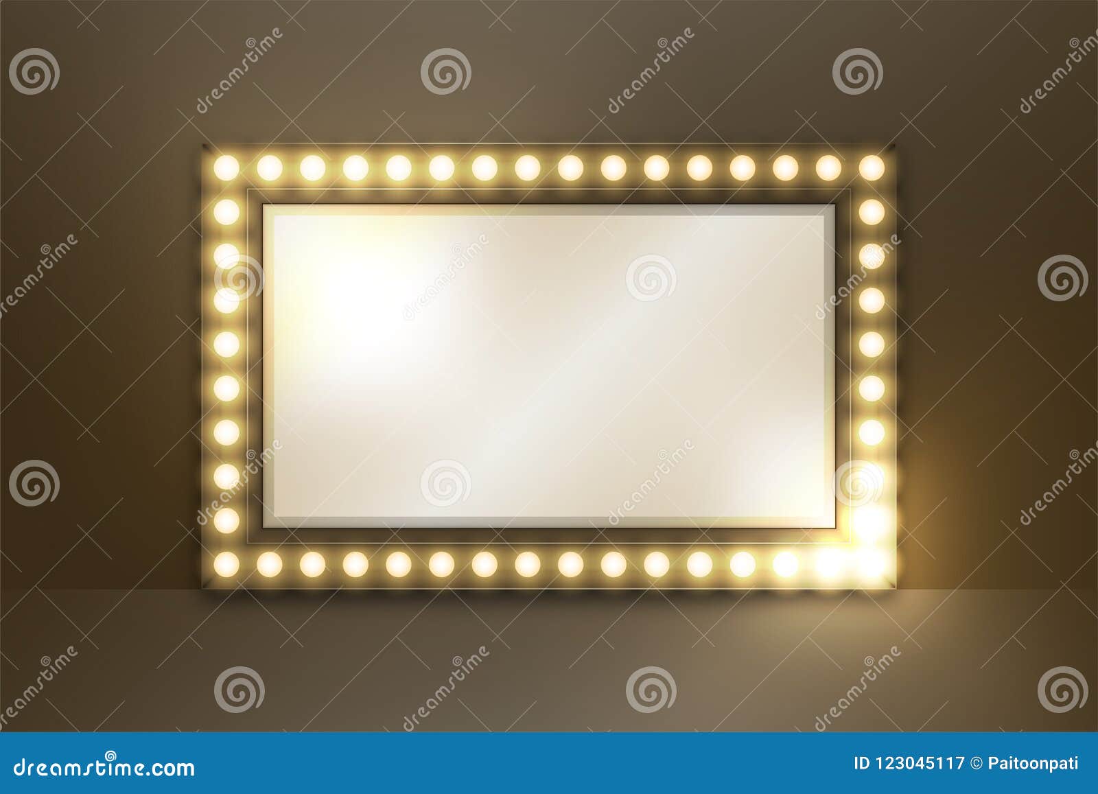 Mirror with Incandescent Light Bulb Box Frame Rectangle Shape Set ...