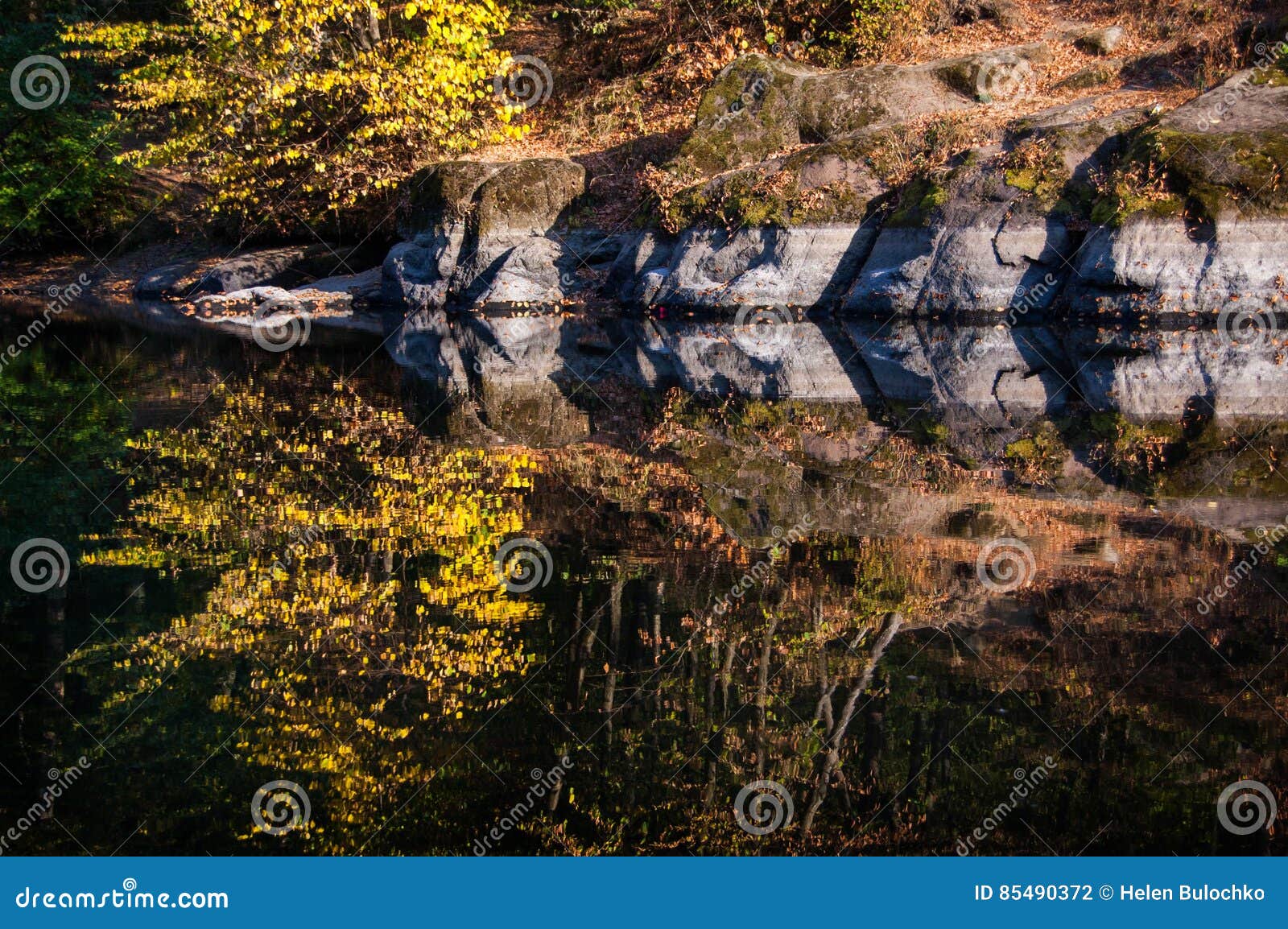 Mirror-like river stock photo. Image of quiet, rocks - 85490372