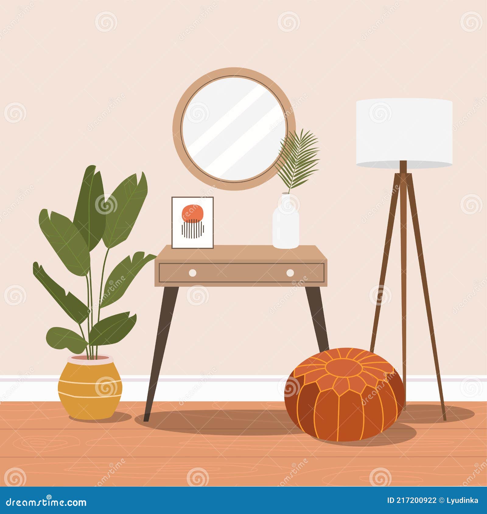 Dressing Table With Mirror, Female Boudoir For Applying Makeup ...