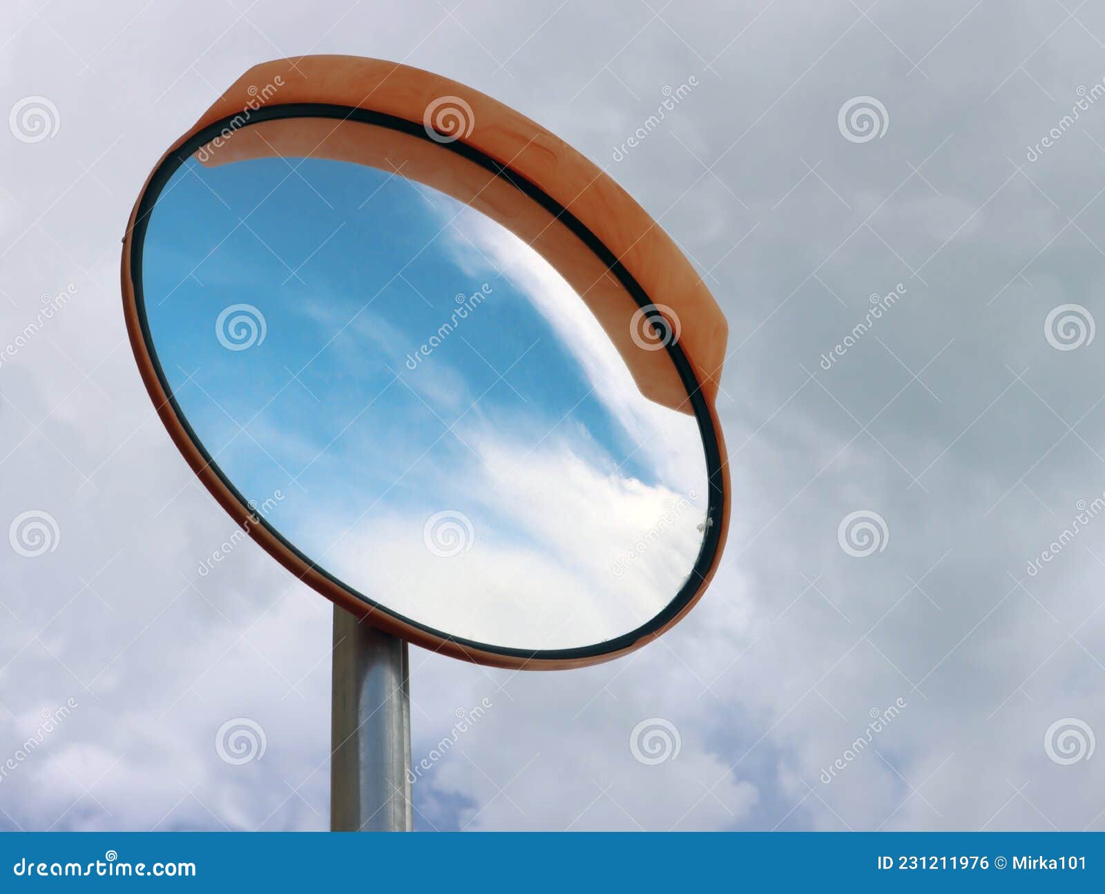 A Mirror Reflection is a Blue Sky on a Cloudy Day Stock Photo - Image ...