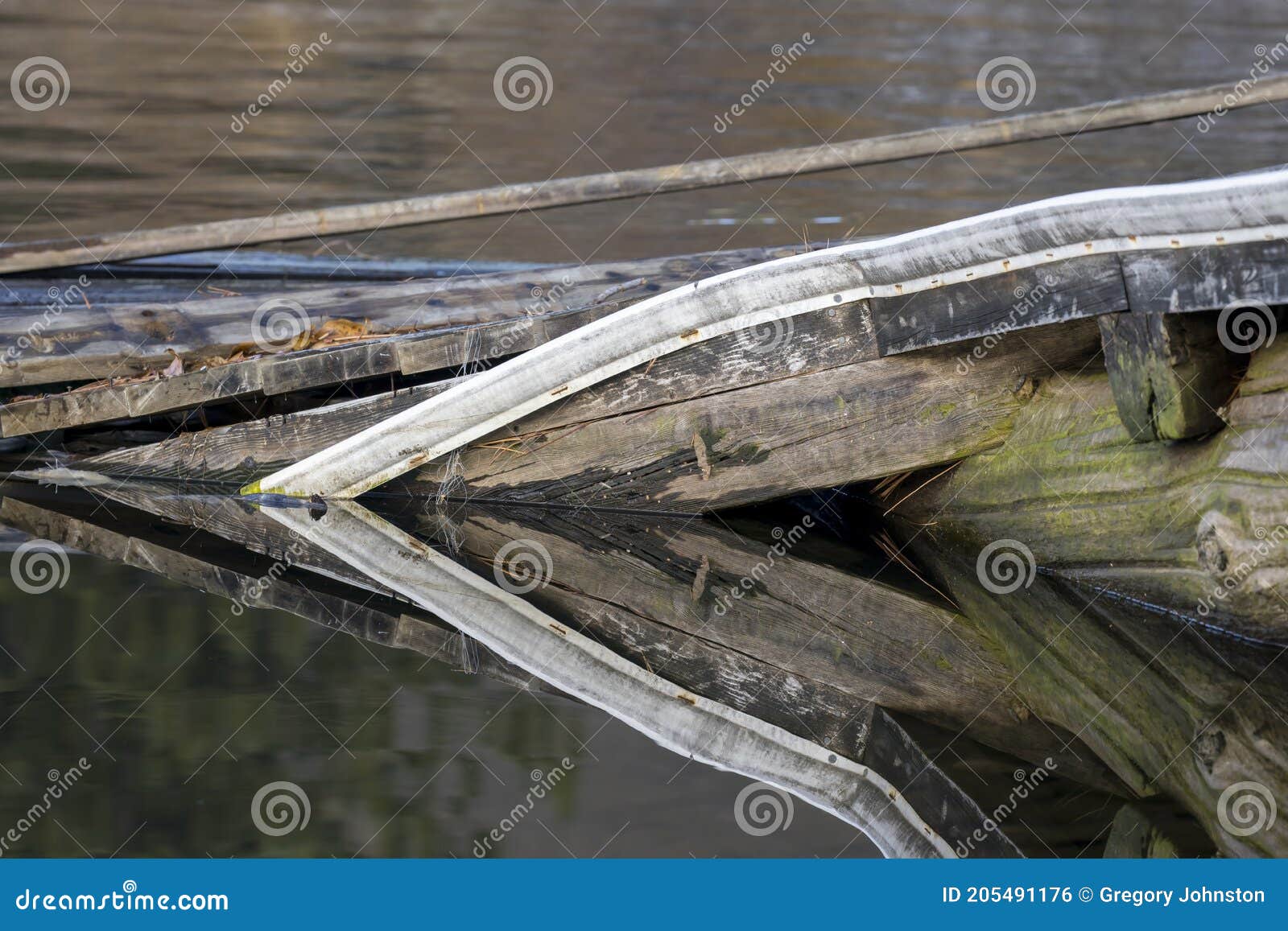 MIrror Reflection of a Broken Dock Stock Photo - Image of detail ...