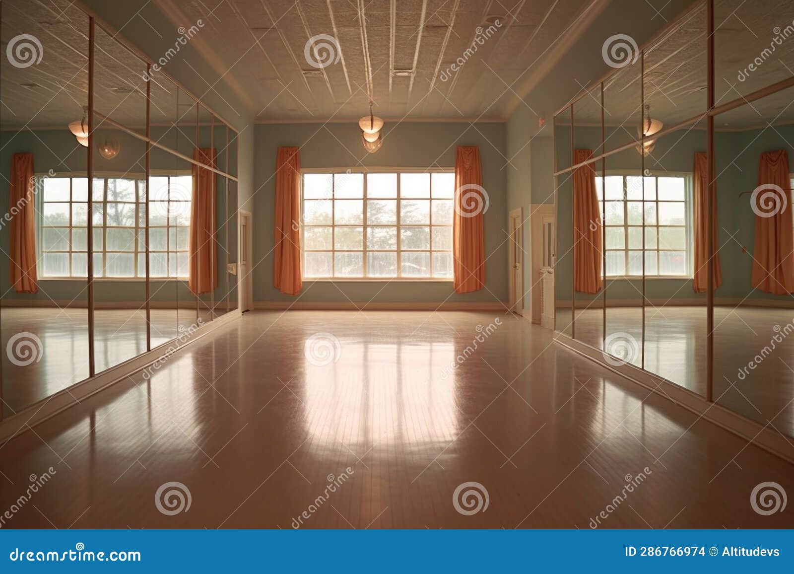 Mirror Reflection of Empty Ballet Studio Stock Photo - Image of ballet ...