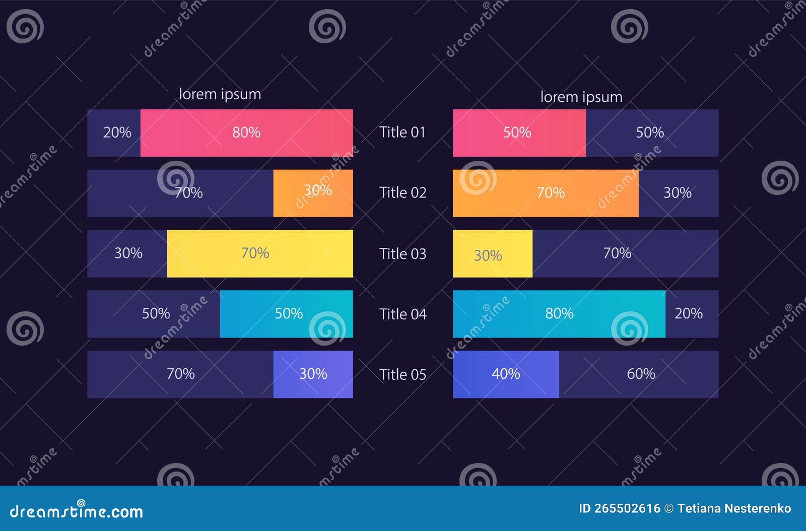 Mirror Reflection Infographic Chart Design Template for Dark Theme ...
