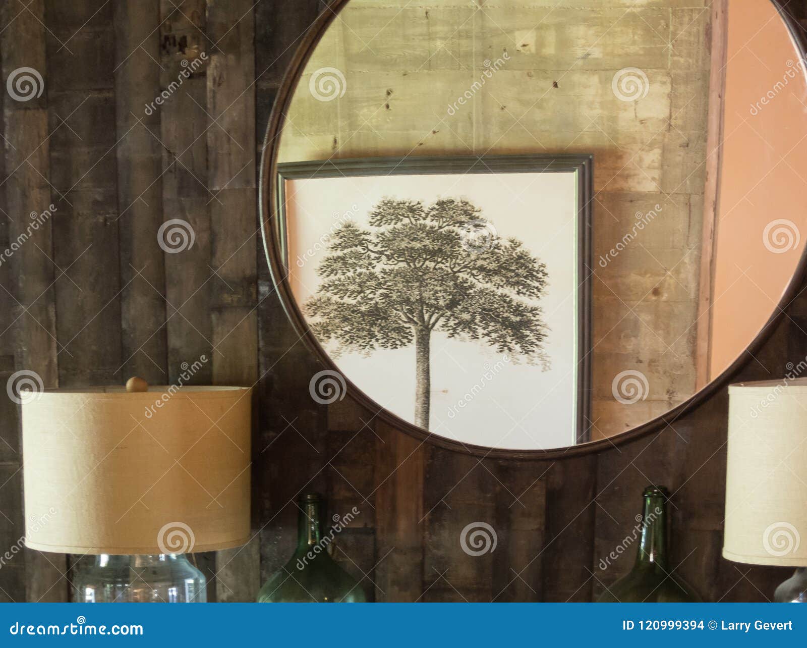 Mirror Reflection, Tree Painting Stock Photo - Image of paneling ...