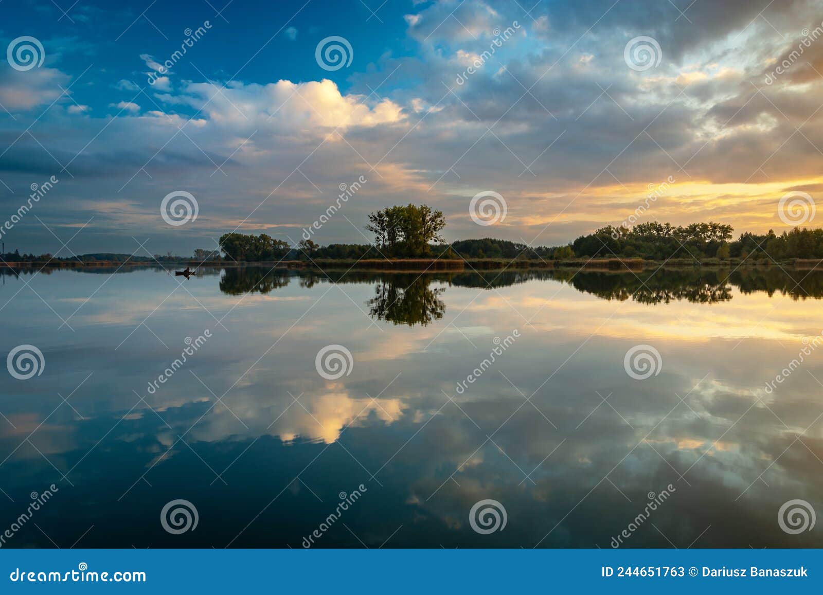 Mirror Reflection in the Water of Evening Clouds Stock Image - Image of ...