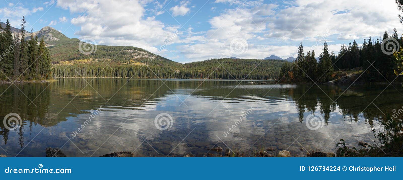 Mirror Reflections on Pyramid Lake in Banff National Park, Canada ...