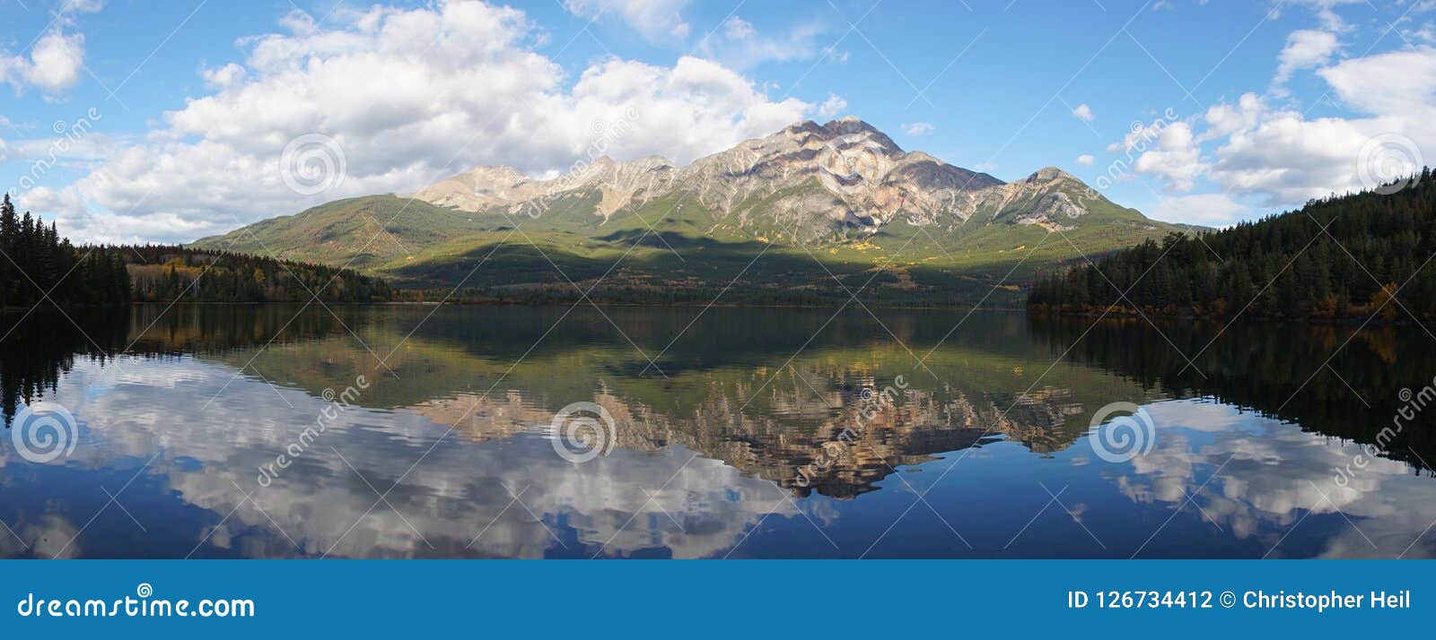 Mirror Reflections on Pyramid Lake in Banff National Park, Canada ...
