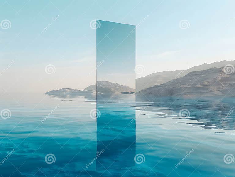 A Mirror Reflects the Sky in a Floating Rectangle on Water Stock Photo ...
