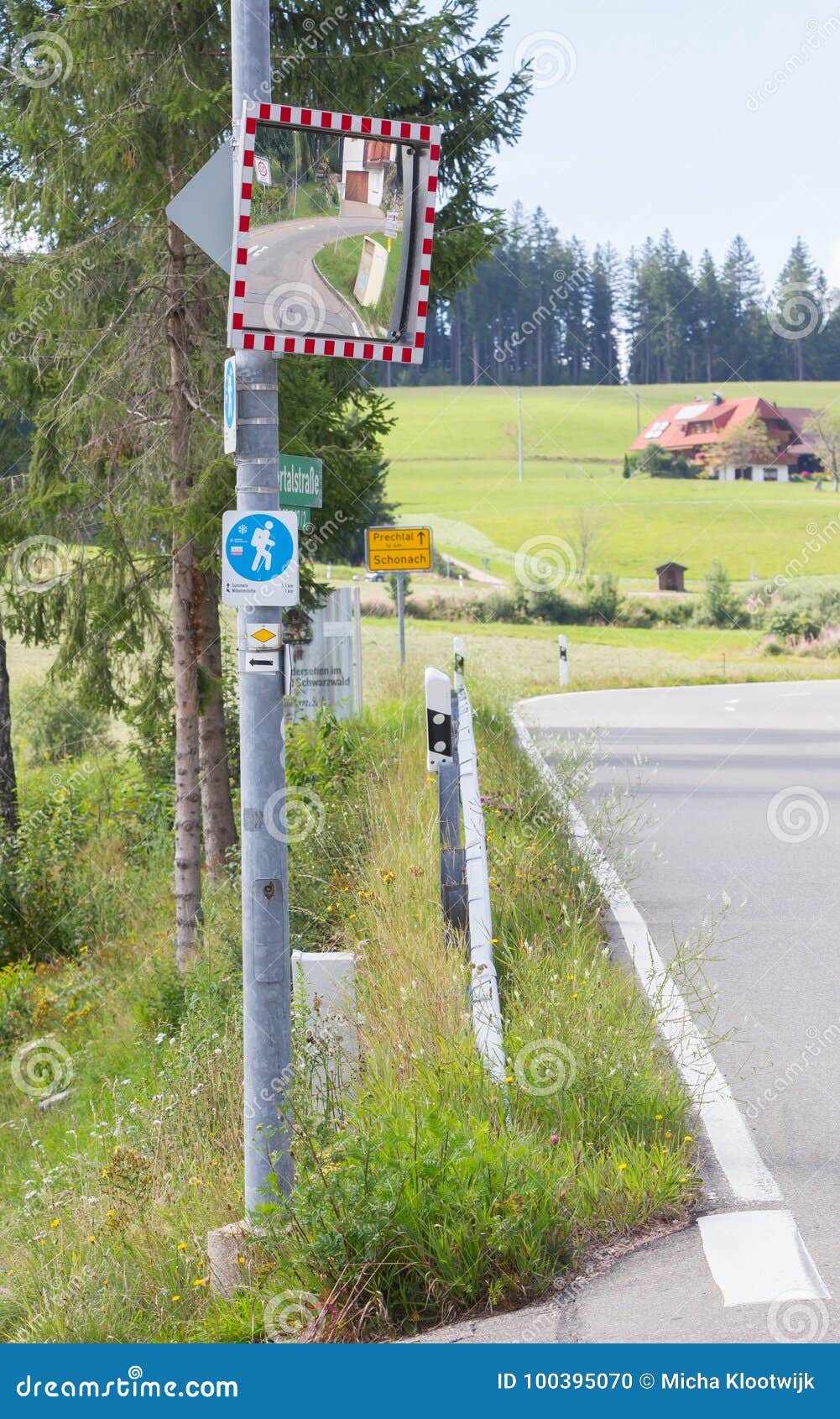 Mirror for Seeing Traffic Around a Corner Stock Photo - Image of road ...