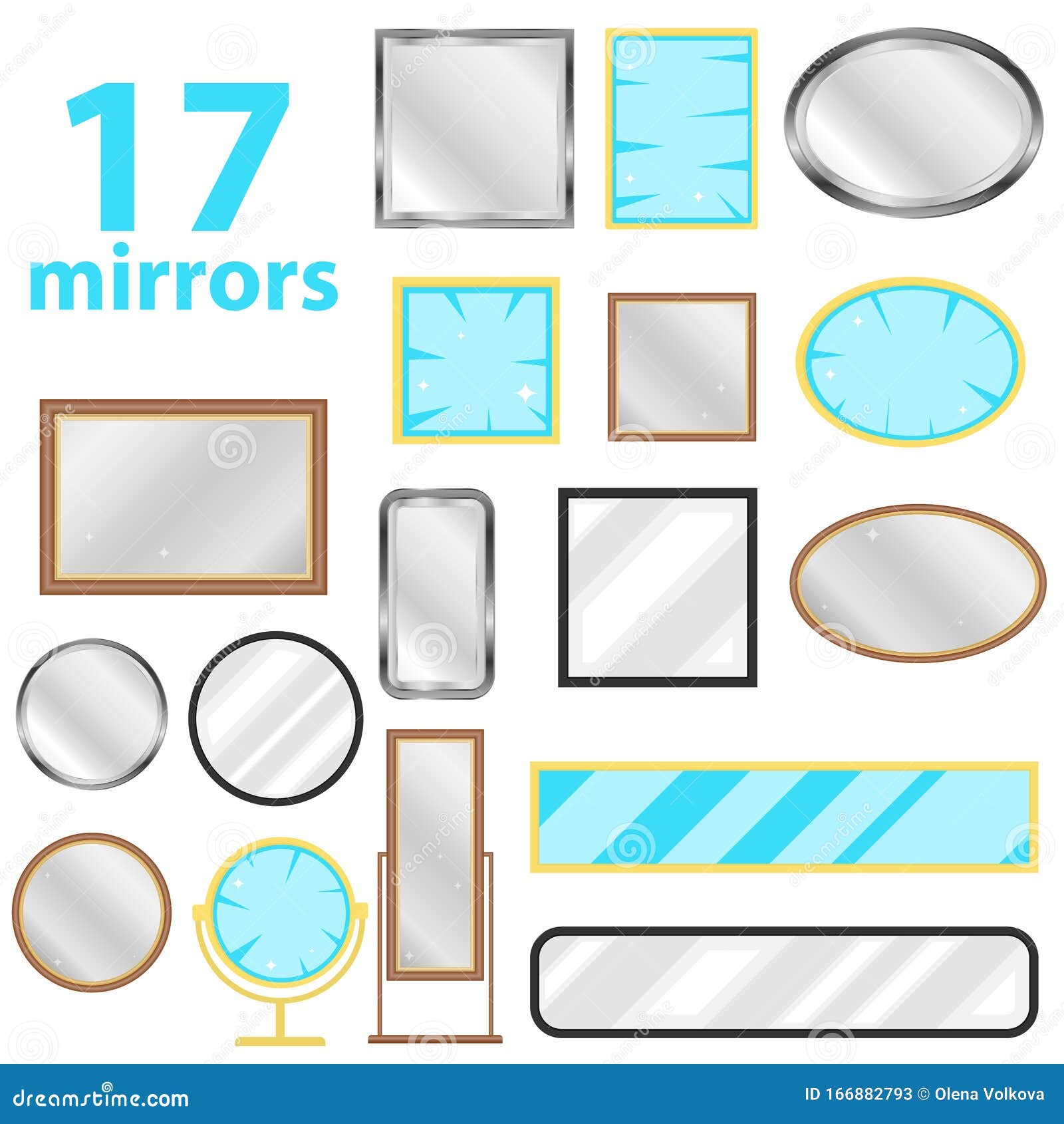 Mirror, A Set Of Mirrors. Realistic Mirror. Vector Illustration, Vector ...