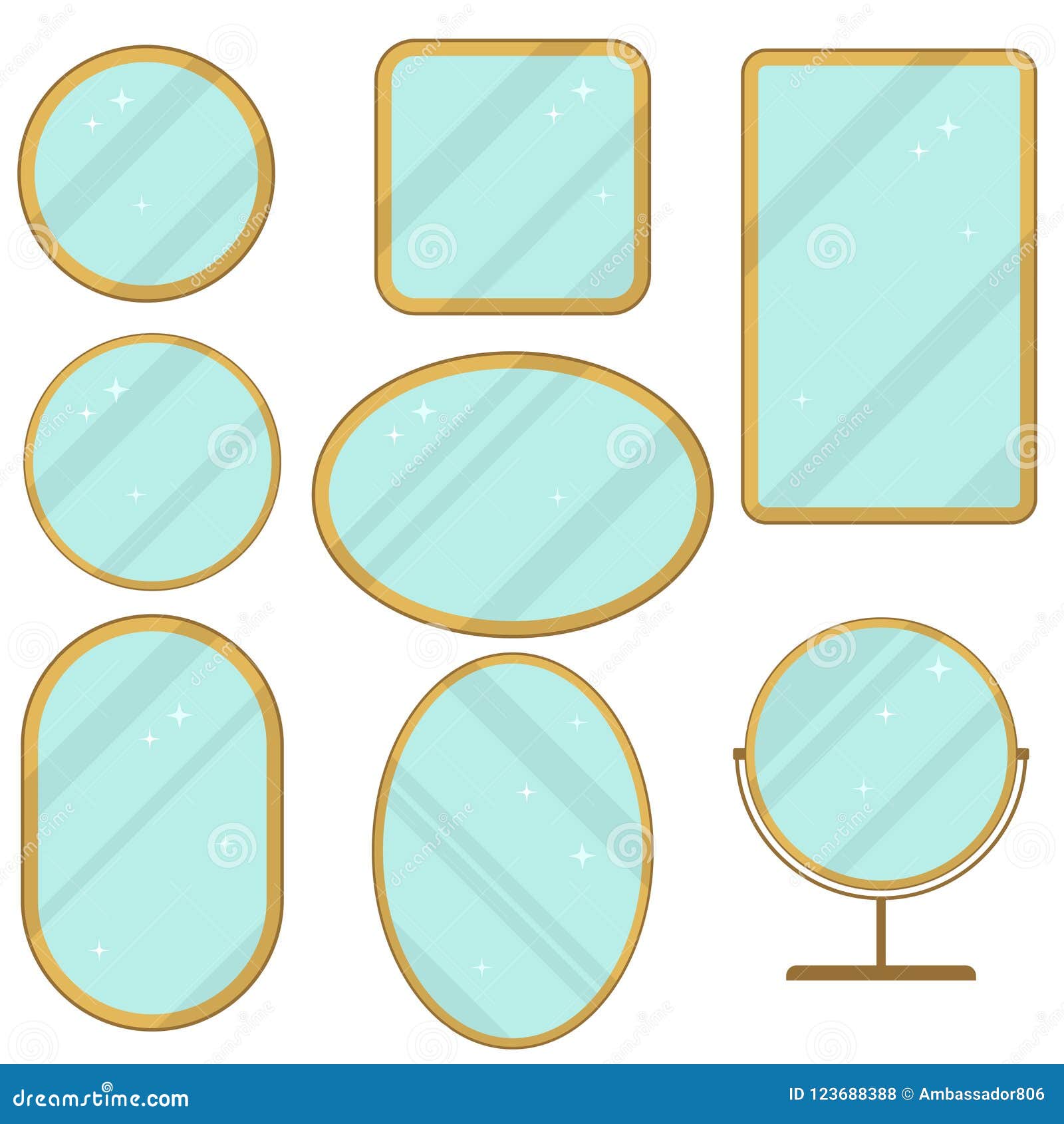 Mirror Set, Realistic Mirrors Frame Collection, Different Forms with ...