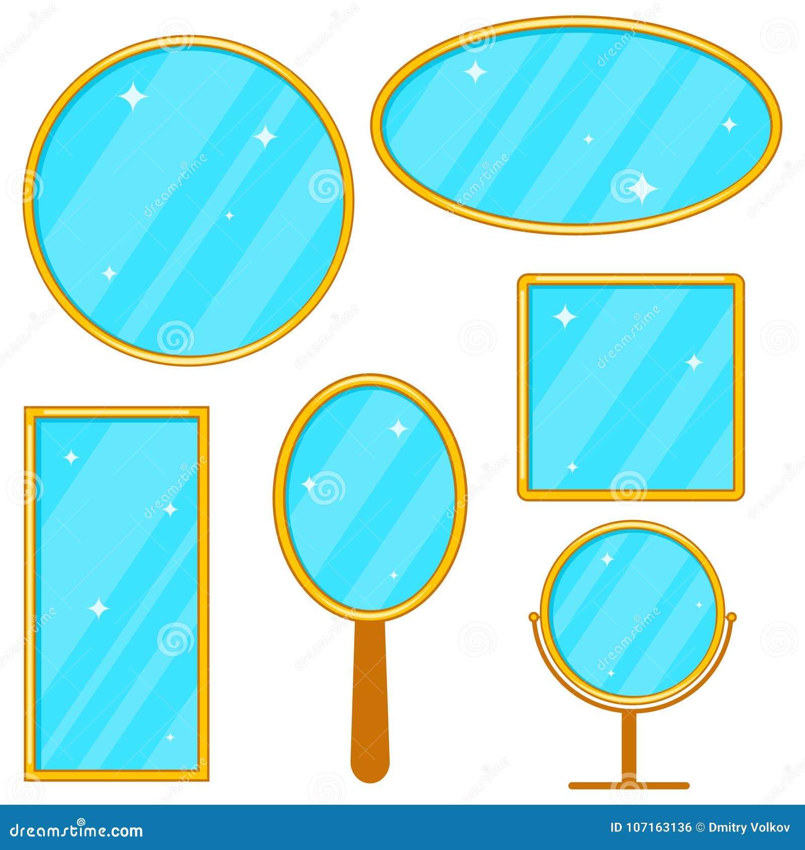 Mirror, A Set Of Realistic Mirrors In A Gold Frame, A Set Of Mirrors ...