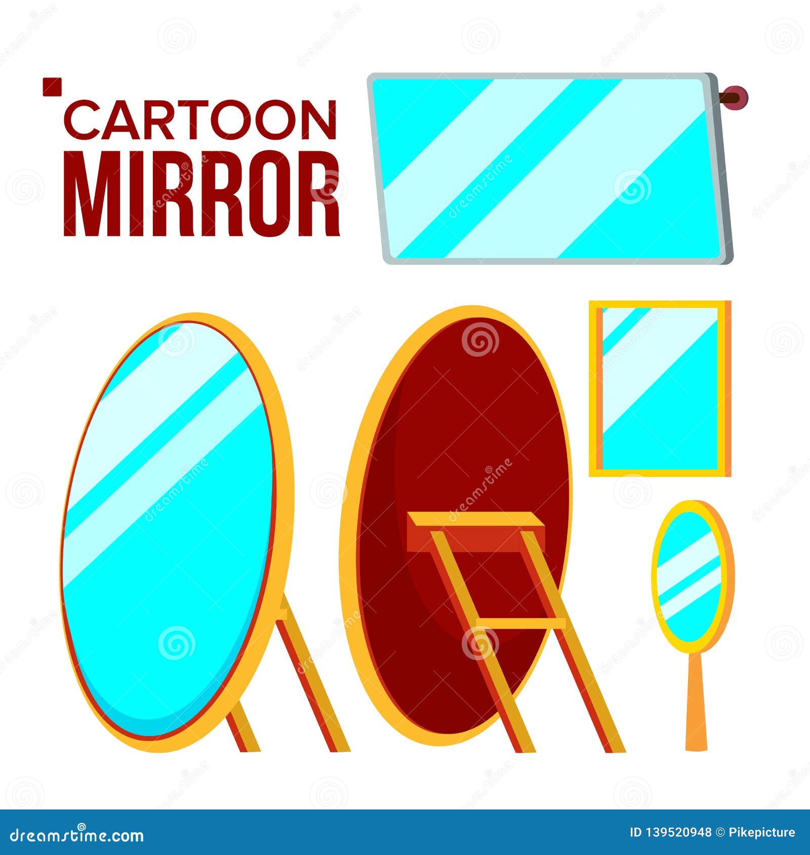 Mirror Set Vector. Isolated Flat Cartoon Illustration Stock Vector ...